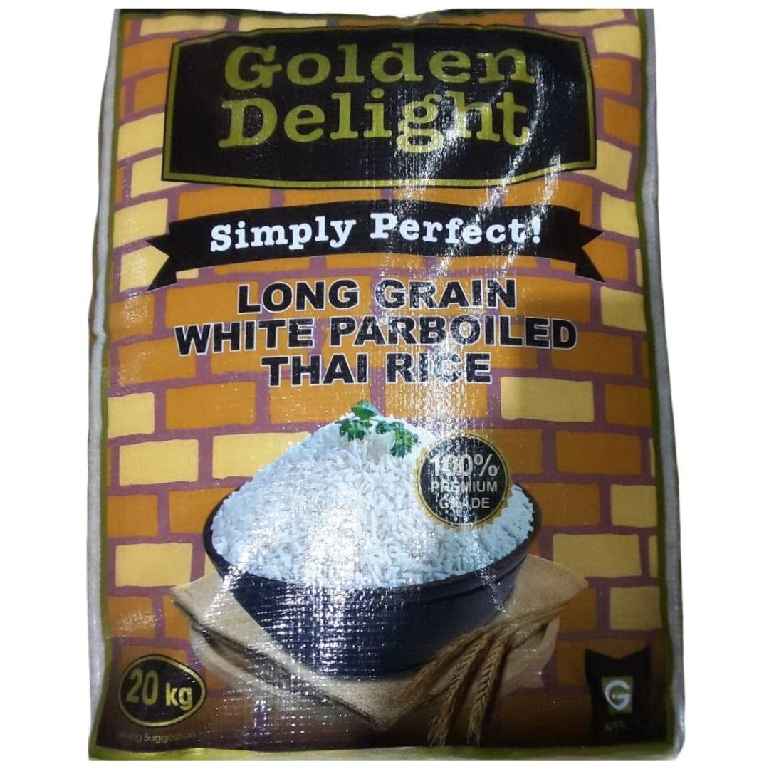 Golden Delight Long Grain White Parboiled Thai Rice Brown Bag 20kg ...