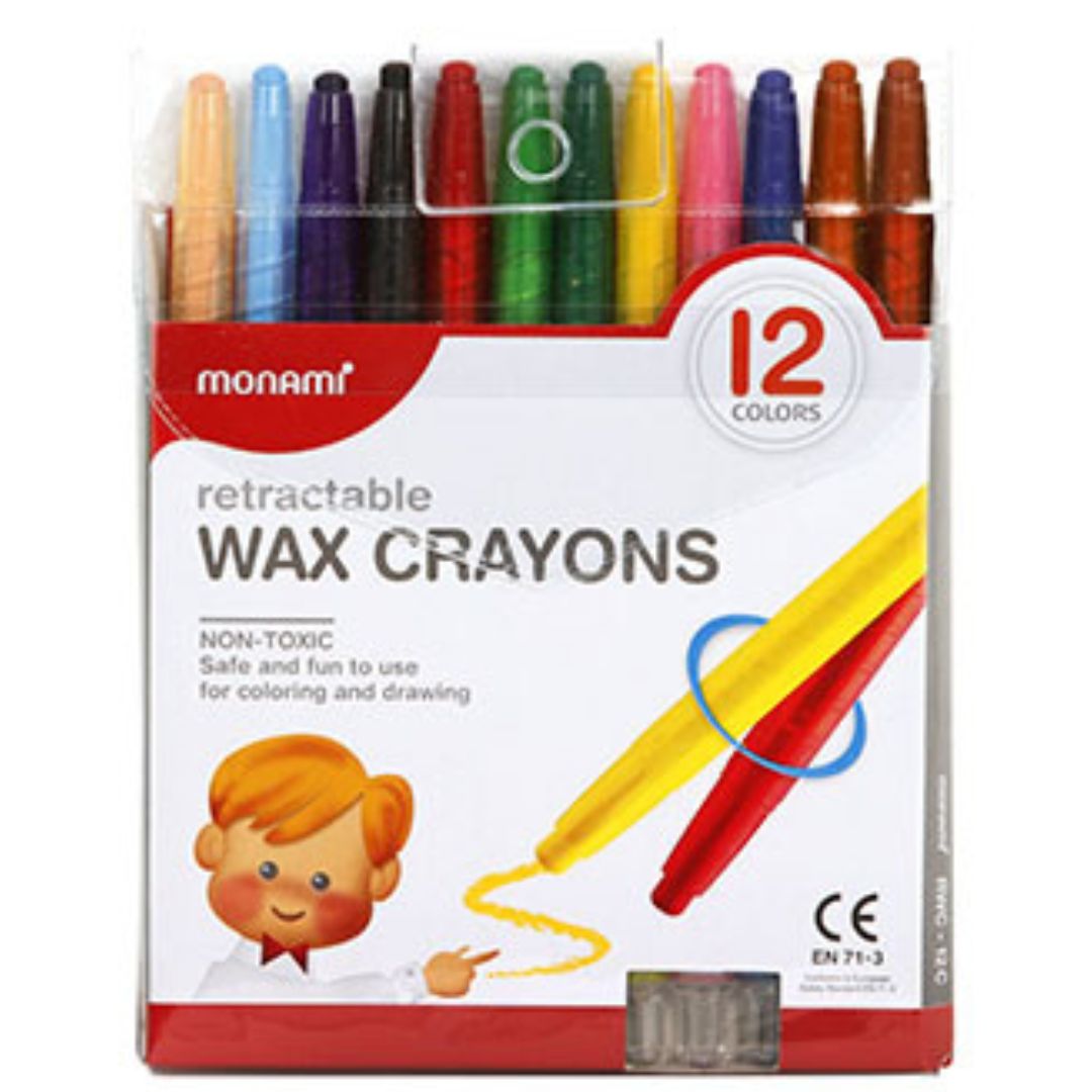 Monami Retractable Wax Crayons 12s - Superb Hyper