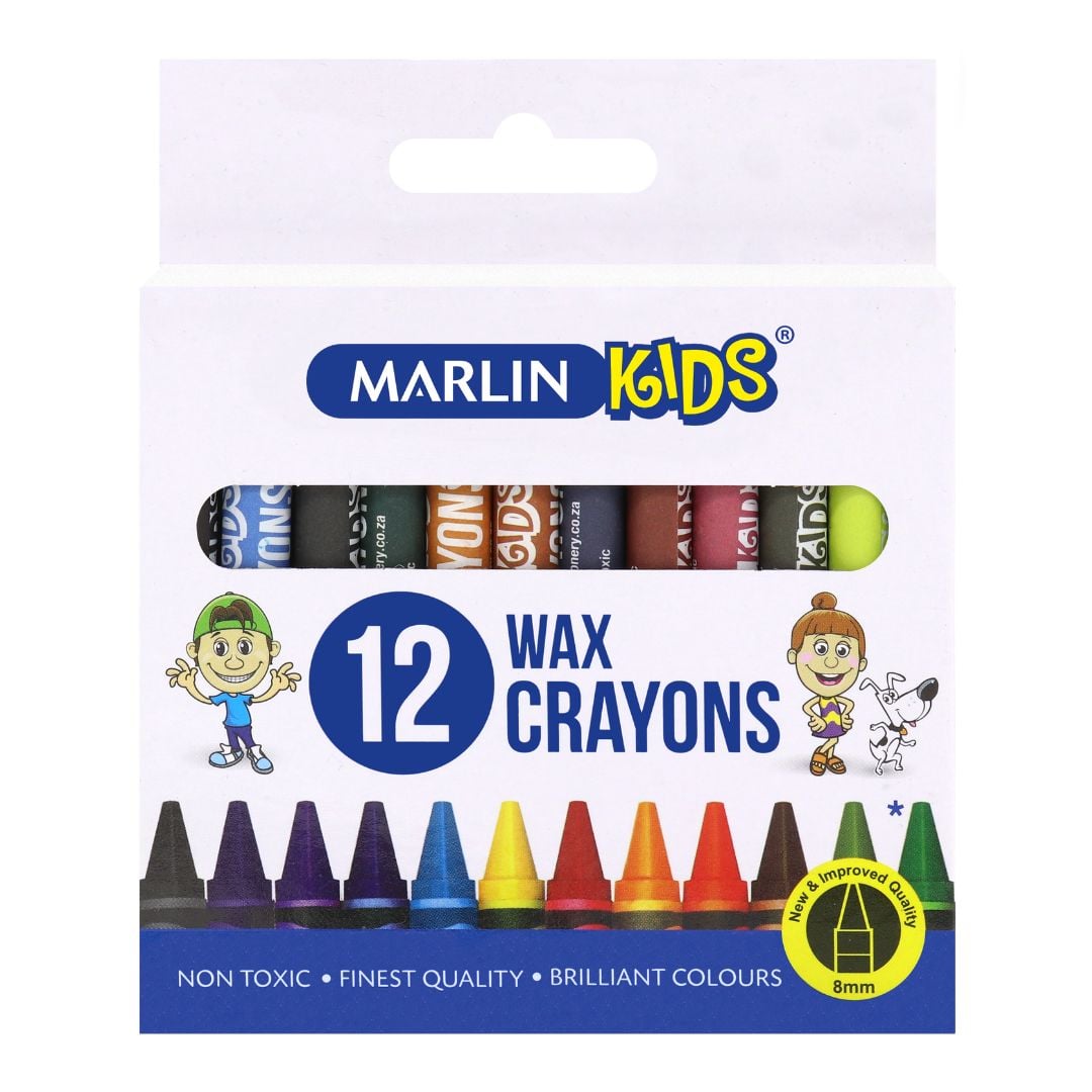 Marlin Kids Wax Crayons 12s - Superb Hyper