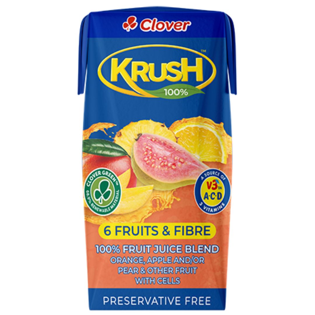Clover Krush 6 Fruit And Fibre 100% Fruit Juice Blend 200ml - Superb Hyper