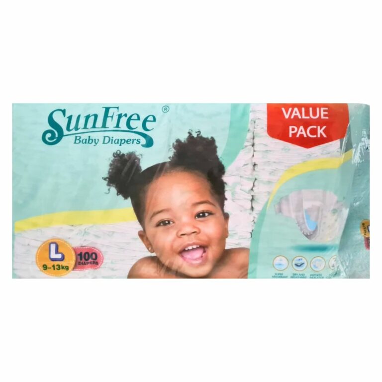 Sunfree Baby Diapers Value Pack Large 9-13kg 100s – Superb Hyper