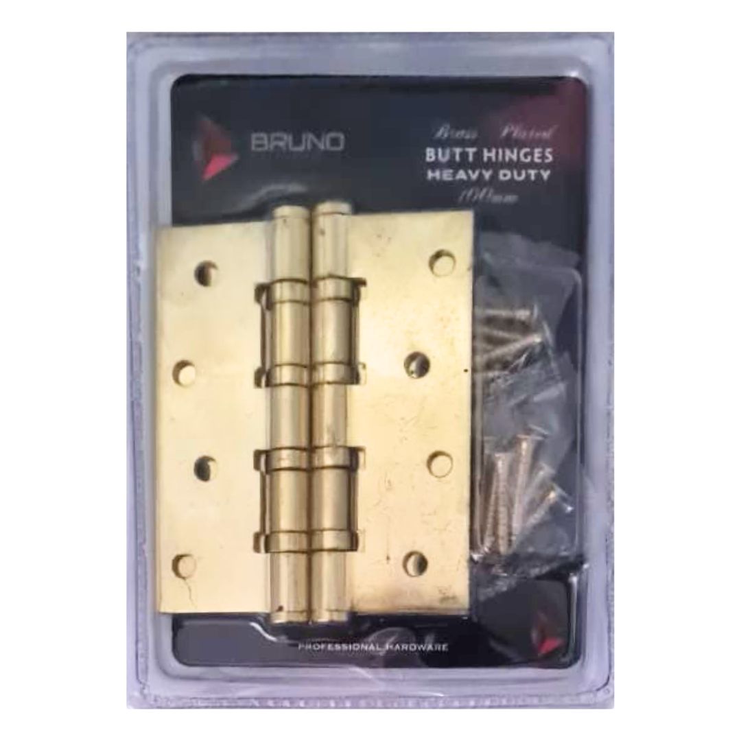 Bruno Butt Hinges Heavy Duty Brass Plated 100mm - Superb Hyper